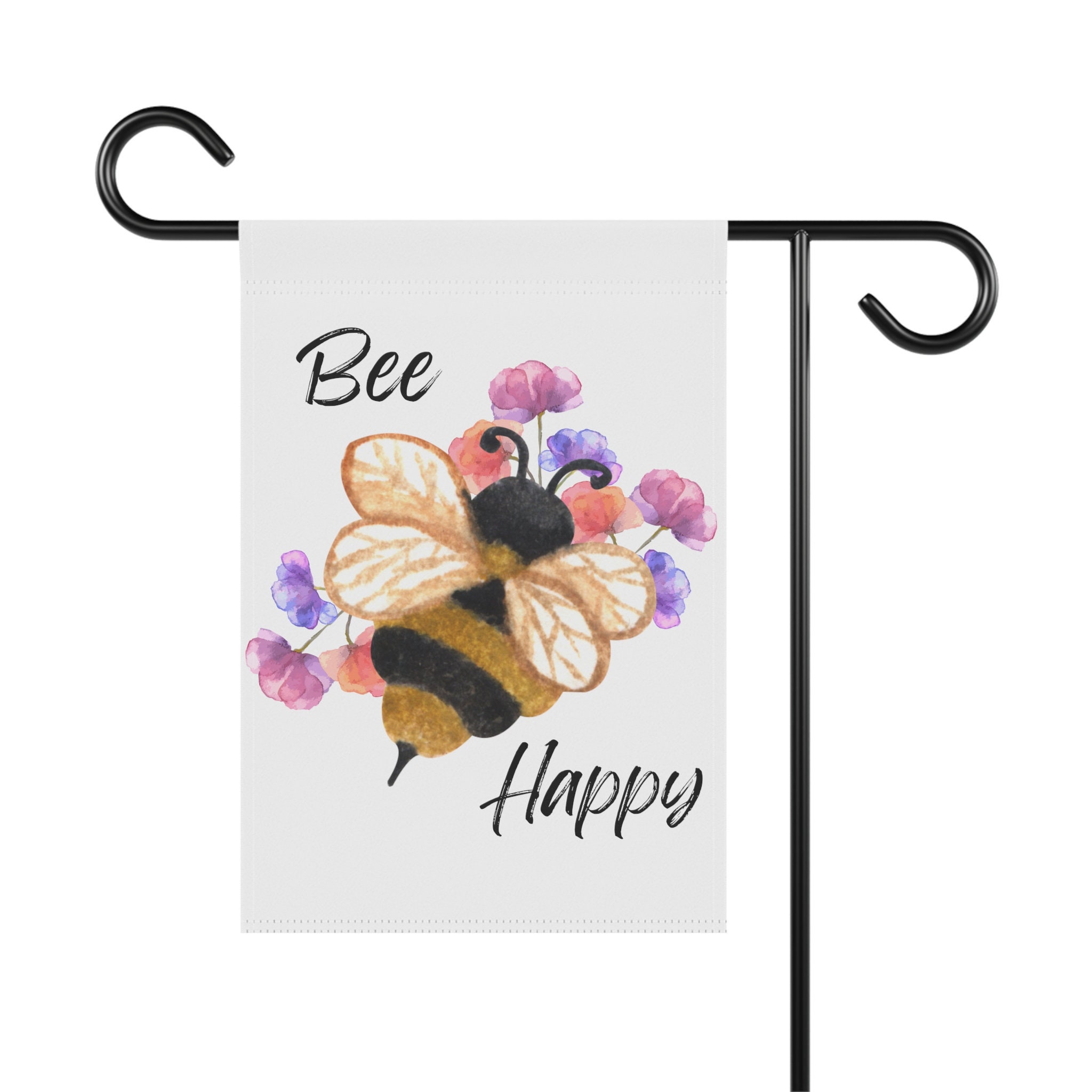 Bee Happy Garden Banner, Garden Flag, Summer Garden Decor, Bee Lovers ...
