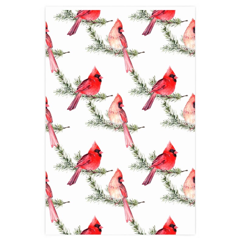 Cardinal Wrapping Paper, Animal Print Paper, Bird Print, Holiday Gift ...