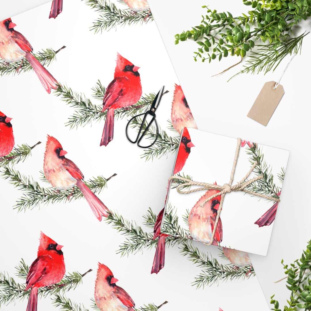 Cardinal Wrapping Paper, Animal Print Paper, Bird Print, Holiday Gift ...