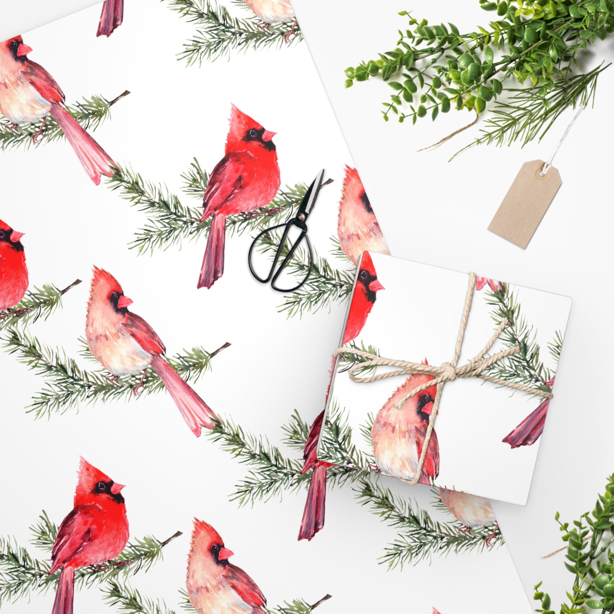 Cardinal Wrapping Paper, Animal Print Paper, Bird Print, Holiday Gift ...