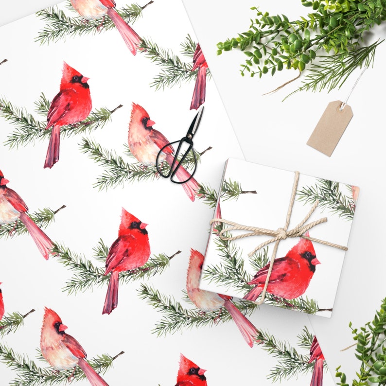 Cardinal Wrapping Paper, Animal Print Paper, Bird Print, Holiday Gift ...