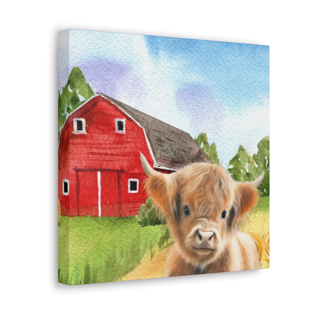 Adorable Wooley Cow on the Farm, Wooley Cow Canvas, Northland Cow Wall ...