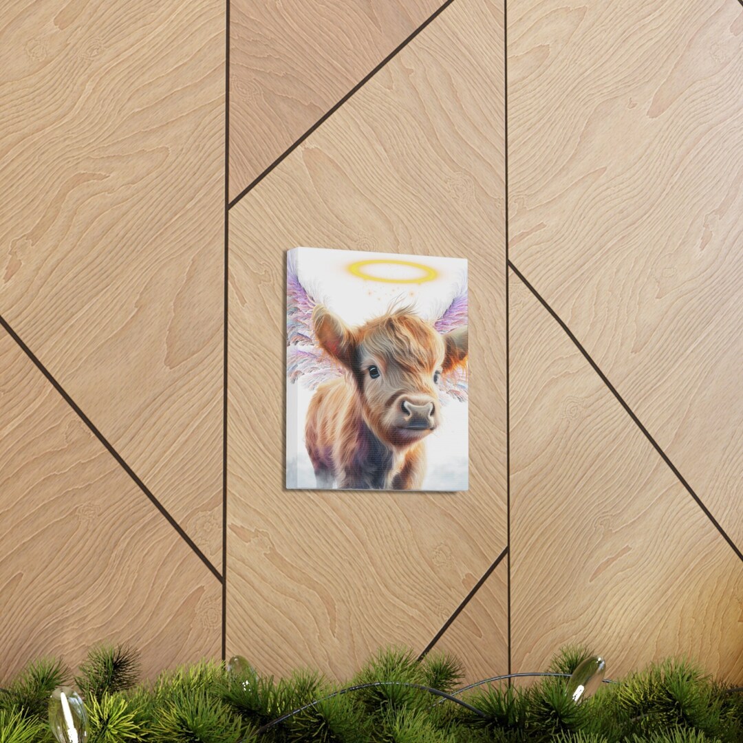 Adorable Angel Highland Cow, Farm House Decor, Country Wall Art, Angel ...