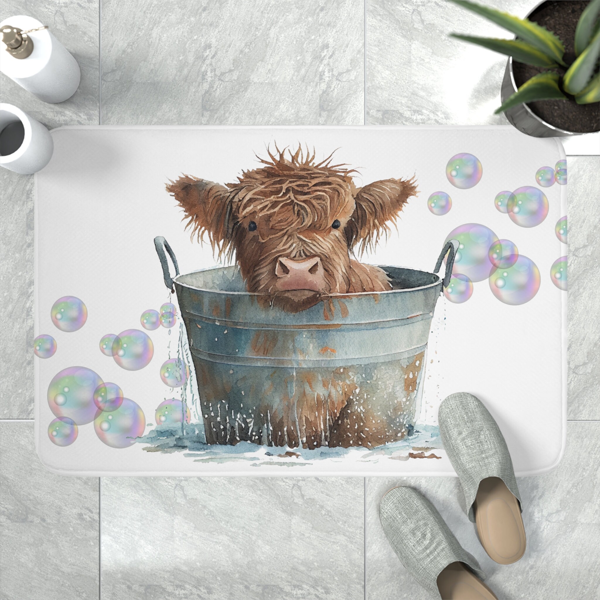 Cute Wooly Cow Memory Foam Bath Mat Bathroom Decor Country - Etsy