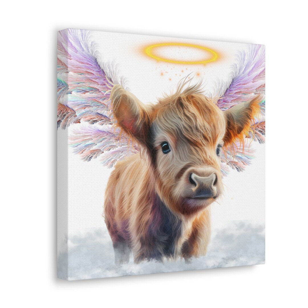 Adorable Angel Highland Cow, Farm House Decor, Country Wall Art, Angel ...