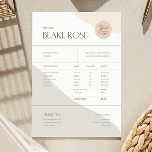 Invoice Editable Template, Printable Small Business Invoice, Digital ...