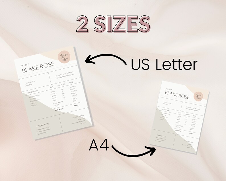 Invoice Editable Template, Printable Small Business Invoice, Digital ...