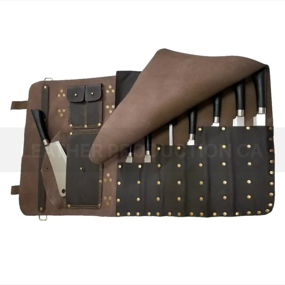 Leather Knife Roll, Chef Knife Case, Personalized Knife Roll, Chef ...