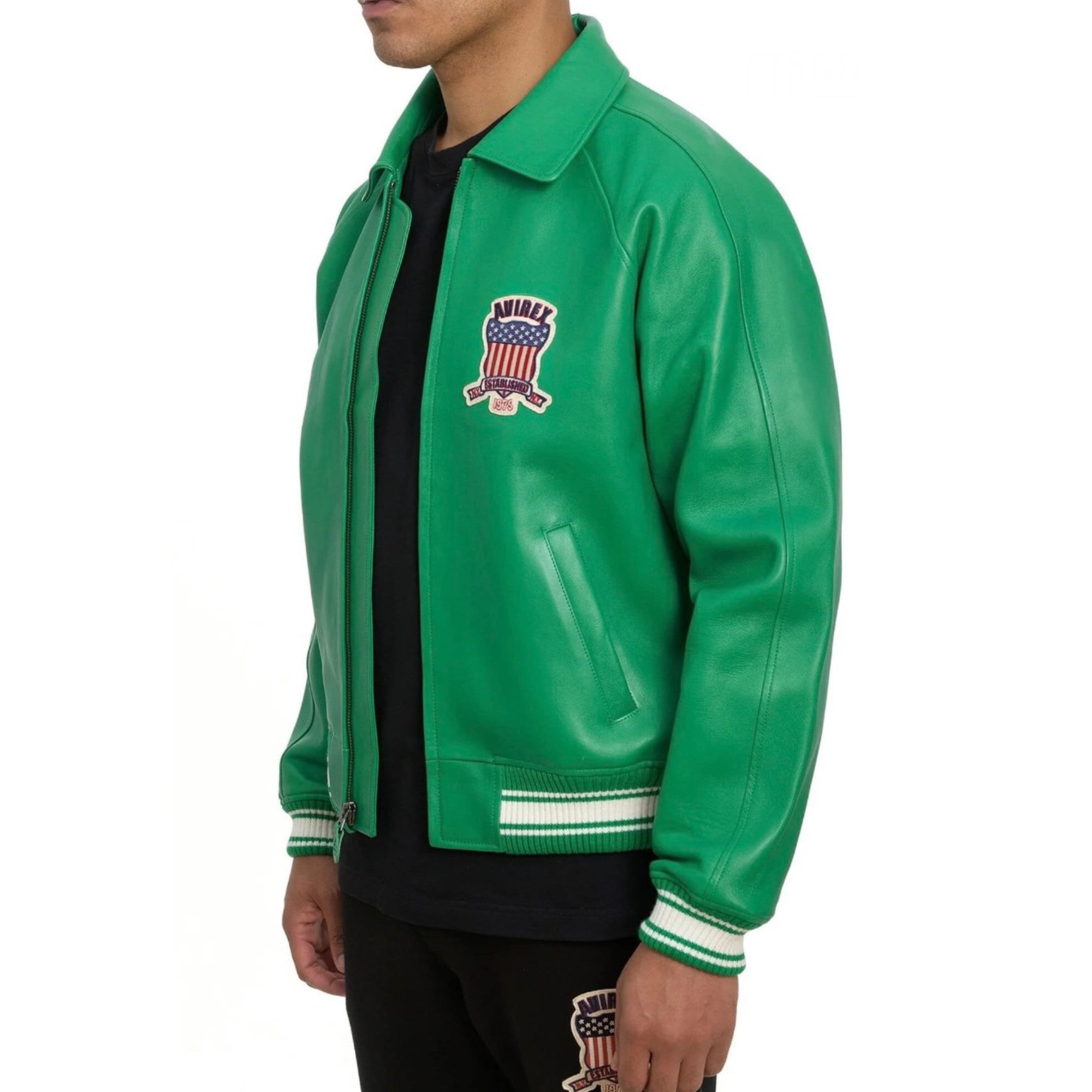 Icon Jacket in Green Color, USA Edition Jacket, Military Bomber Leather ...