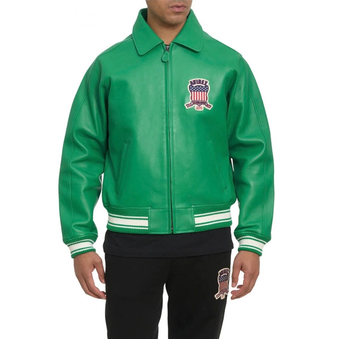 Icon Jacket in Green Color, USA Edition Jacket, Military Bomber Leather ...