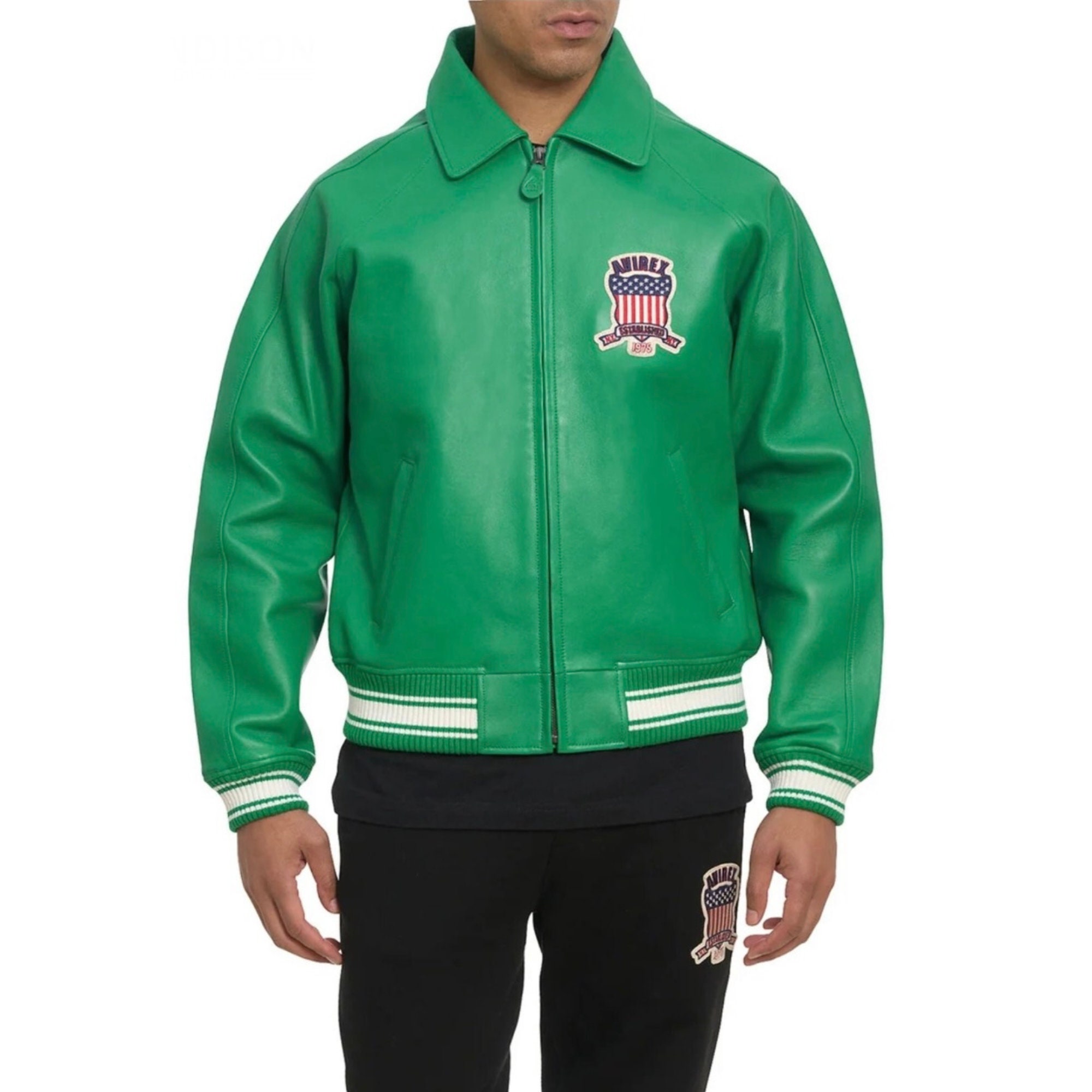 Icon Jacket in Green Color, USA Edition Jacket, Military Bomber Leather ...