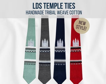 Men's LDS Temple Embroidery Tribal Weave Cotton Tie • Handmade in Peru ...
