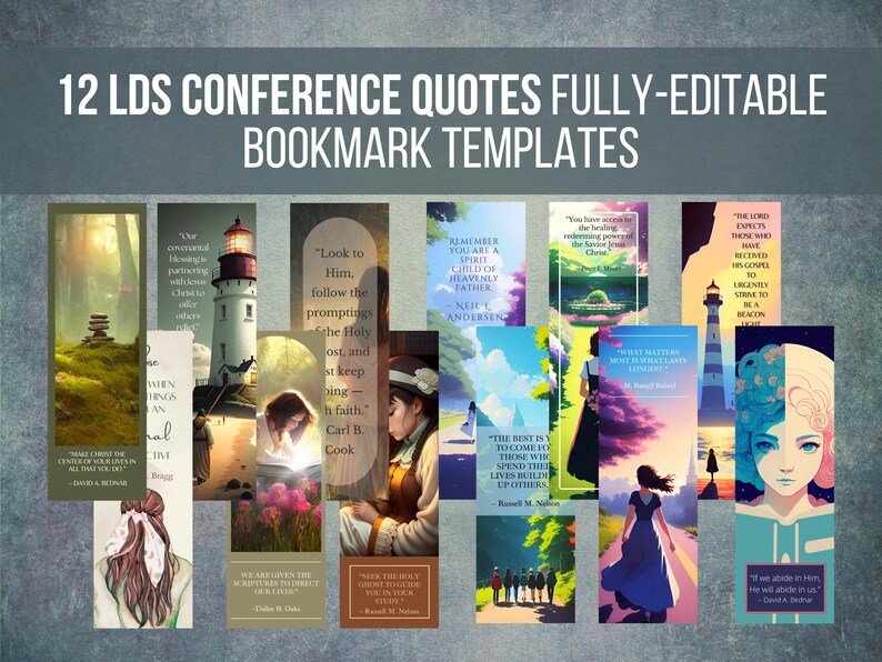 LDS Youth Fully Editable Bookmark Templates, 12 2x6 Printable Designs ...