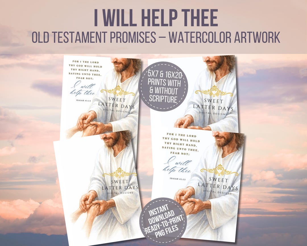 I Will Help Thee, Watercolor Artwork of Jesus Holding Our Hands, Old ...