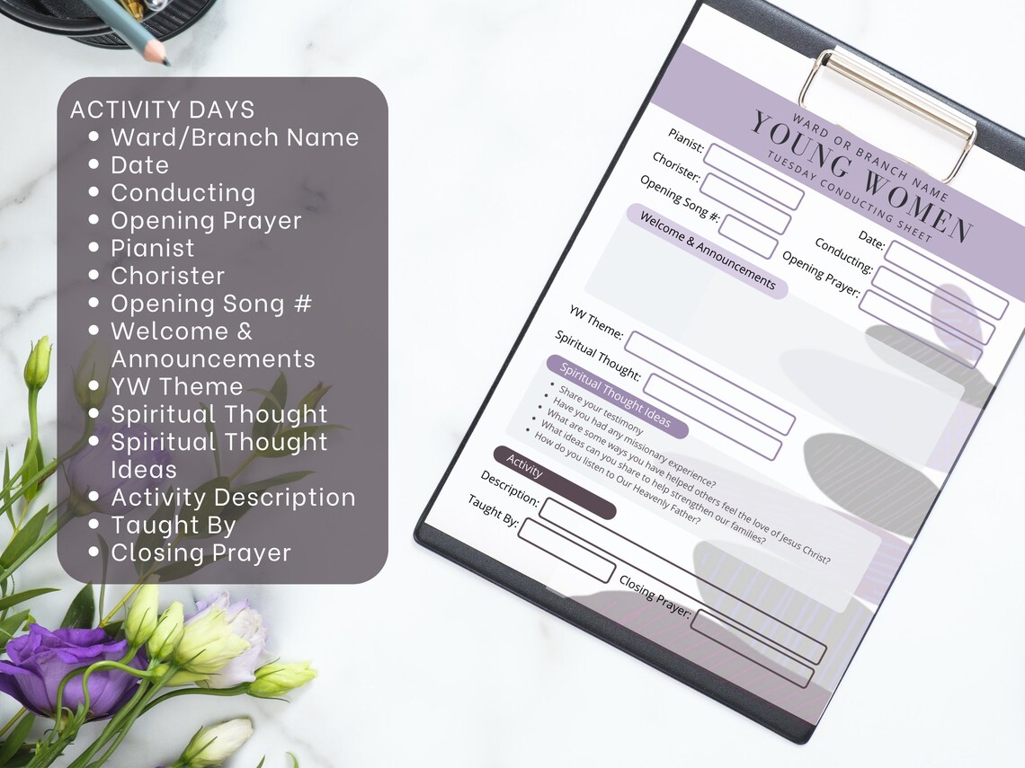 LDS Young Women Conducting Sheet, 2023 Youth Sunday & Activity Day ...