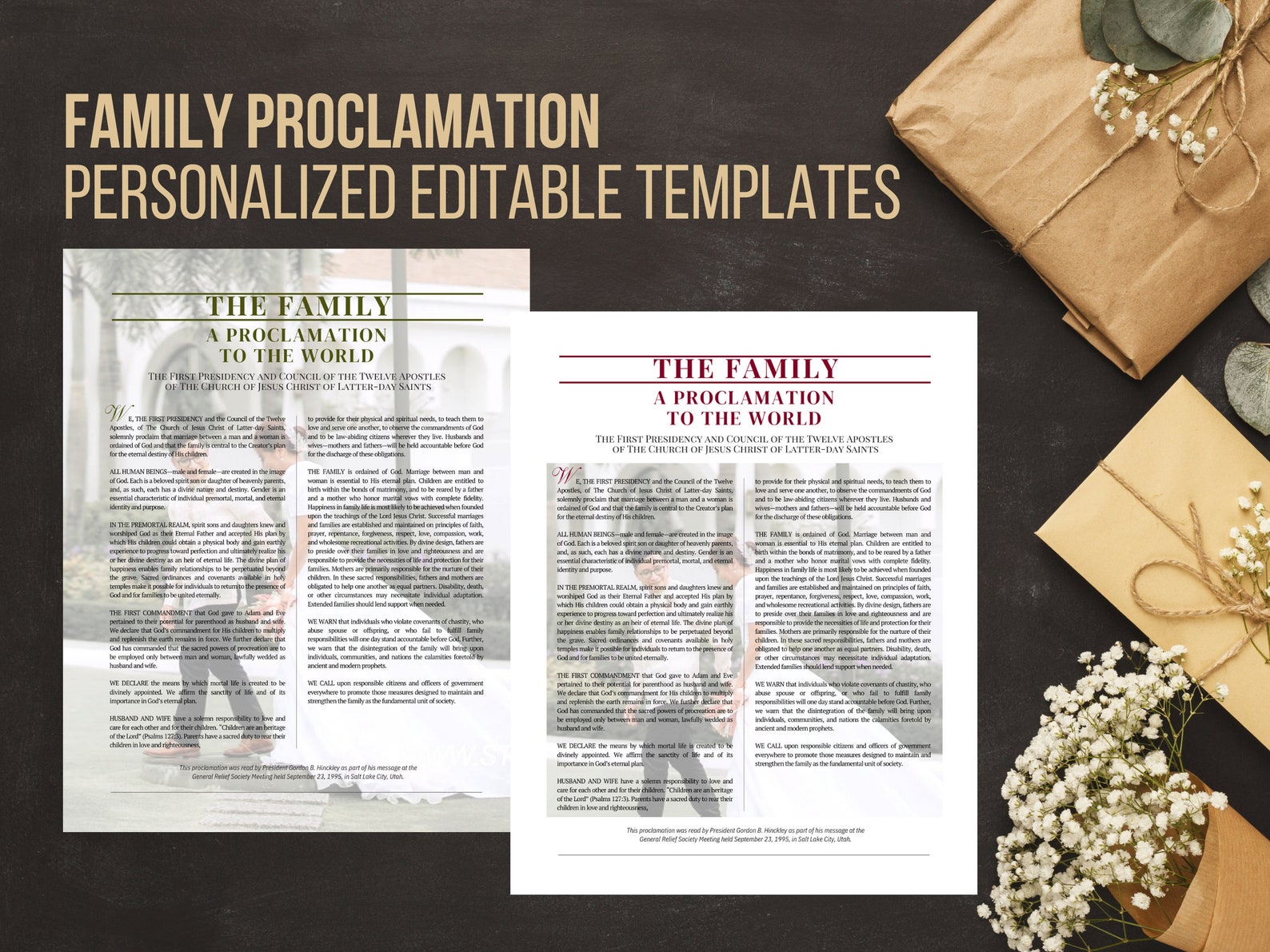 LDS Family Proclamation Poster Template 16x20, LDS Wedding Gift, LDS ...