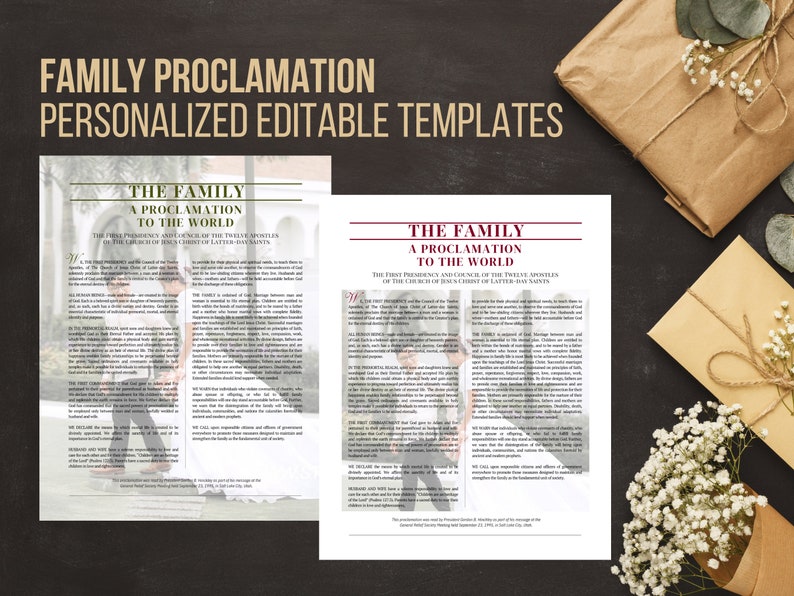 LDS Family Proclamation Poster Template 16x20, LDS Wedding Gift, LDS ...
