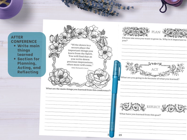 Printable General Conference Coloring Journal Notebook for Young Women ...