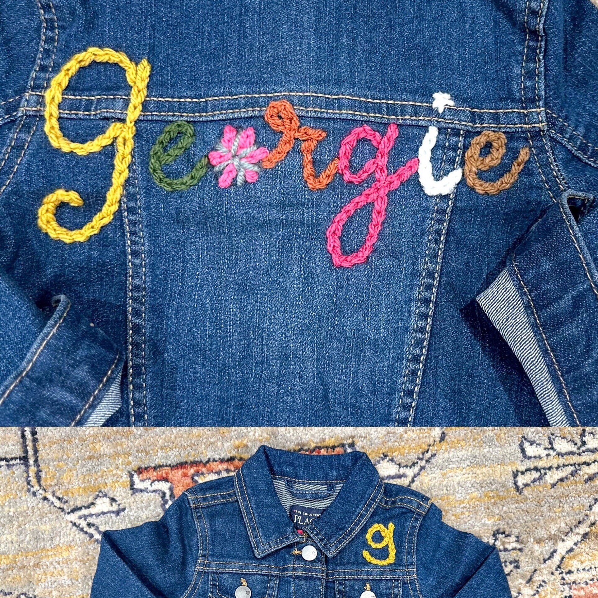 Hand Embroidered Denim Jacket - Etsy