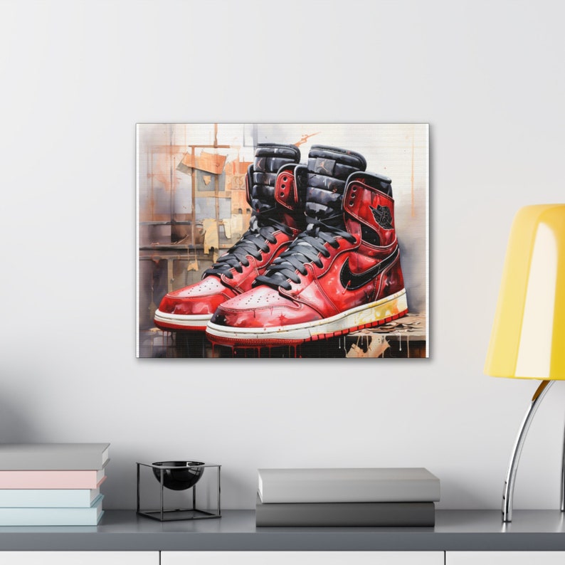 Air Jordan Retro 1 Sneaker Wall Art, Canvas Watercolor Painting ...