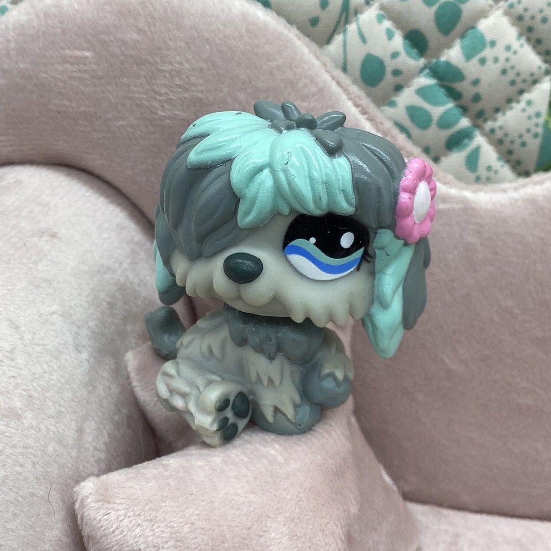 LPS Littlest Pet Shop Pets Authentic 1513 Sheepdog Teal and Grey W ...