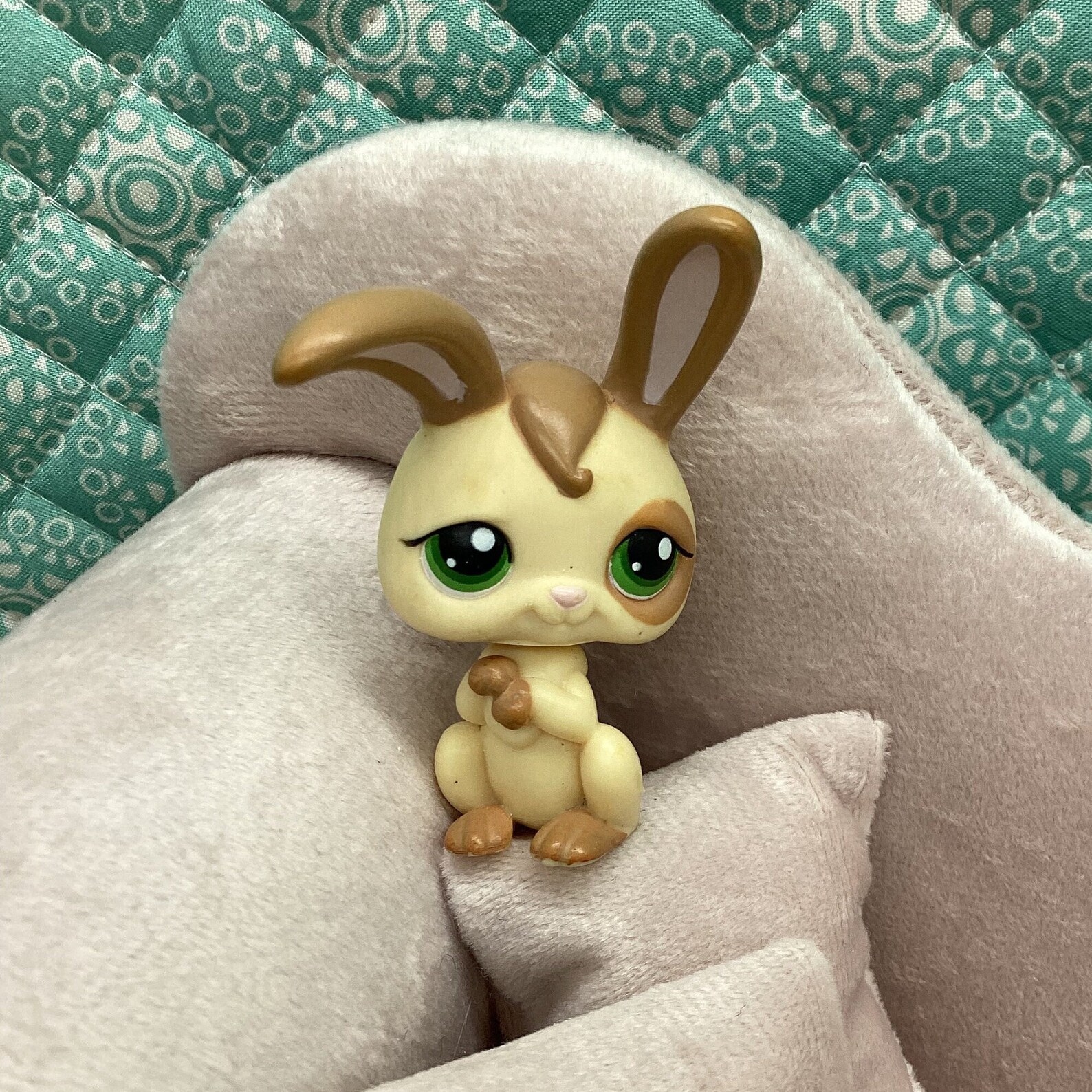 LPS Little Pet Shop Pets Authentic Tan & Brown Bunny Rabbit With Green ...