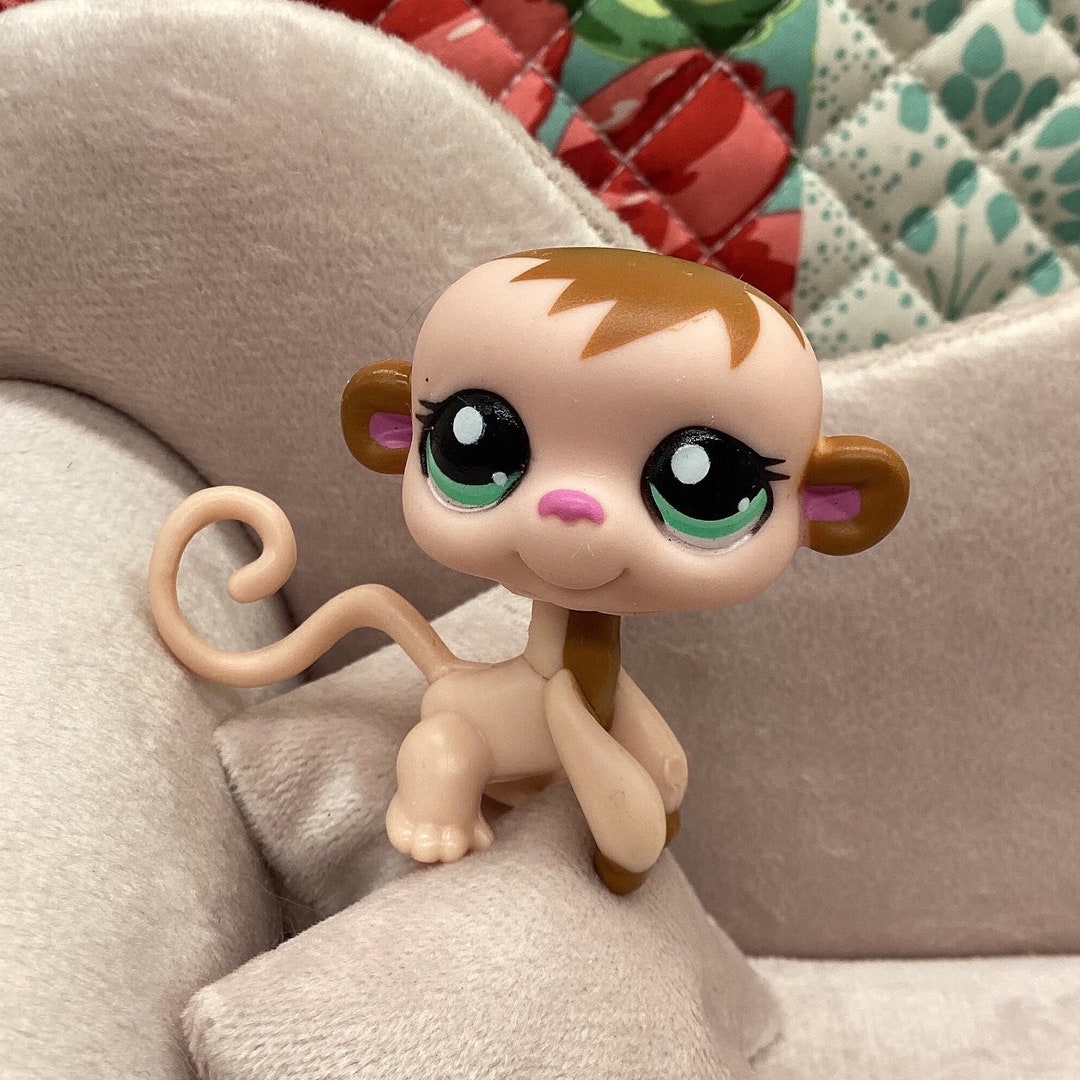 Littlest Pet Shop Monkey 1671 Authentic Hasbro Pink W/ Green Dot Eyes ...