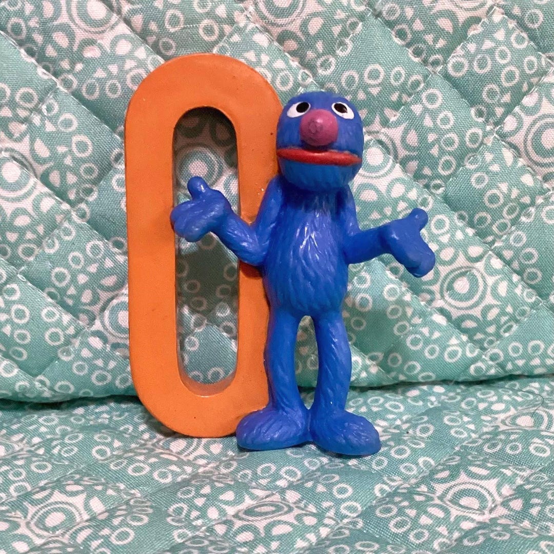 Vintage Sesame Street Grover Figure With Large 0 - Applause PVC - Etsy