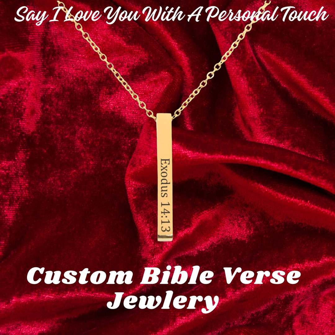 Custom Verse Necklace Rose Gold & Silver Custom Bible Verse Necklace ...