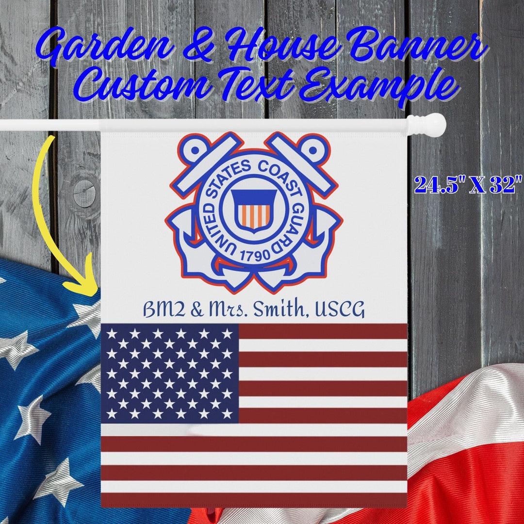 Personalized US Coast Guard Garden and House Banner Custom Text Area ...