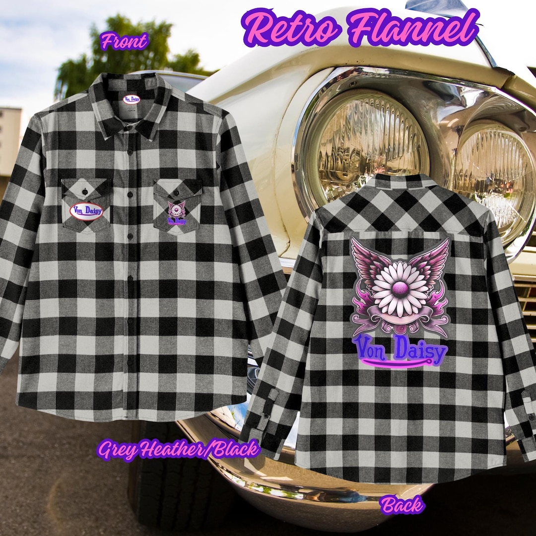 Von Daisy Retro Flannel, Vintage Plaid Shirt, Unisex Button-down Top ...