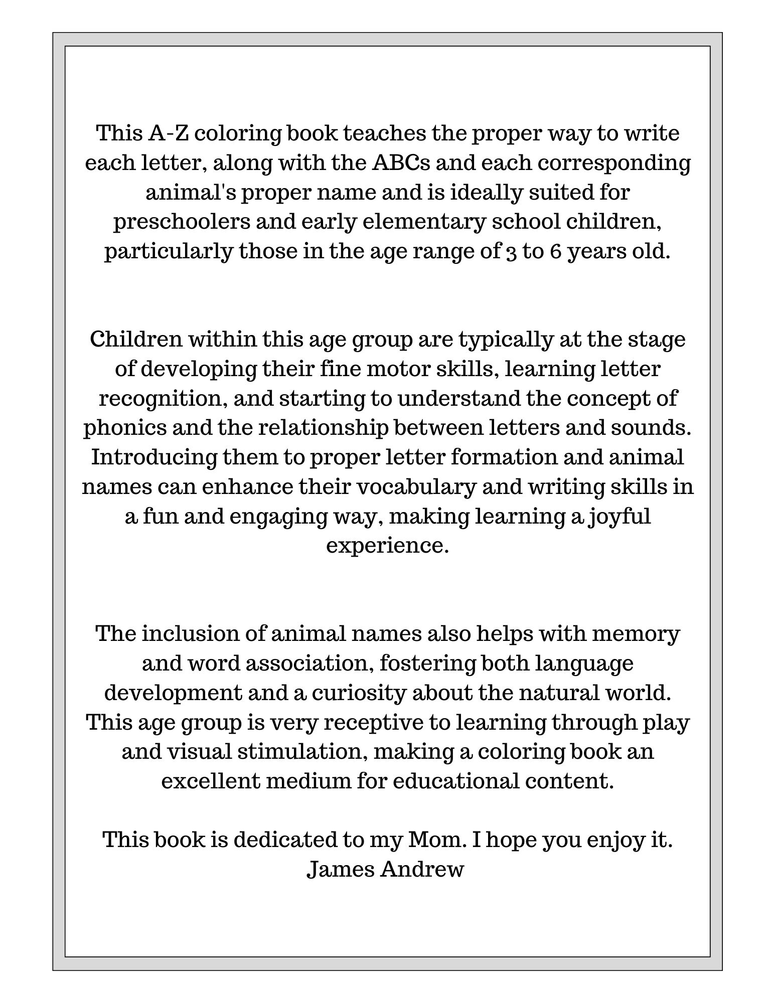 Color and Learn Animal Alphabet Exploration Coloring Book for Ages 3-6 ...