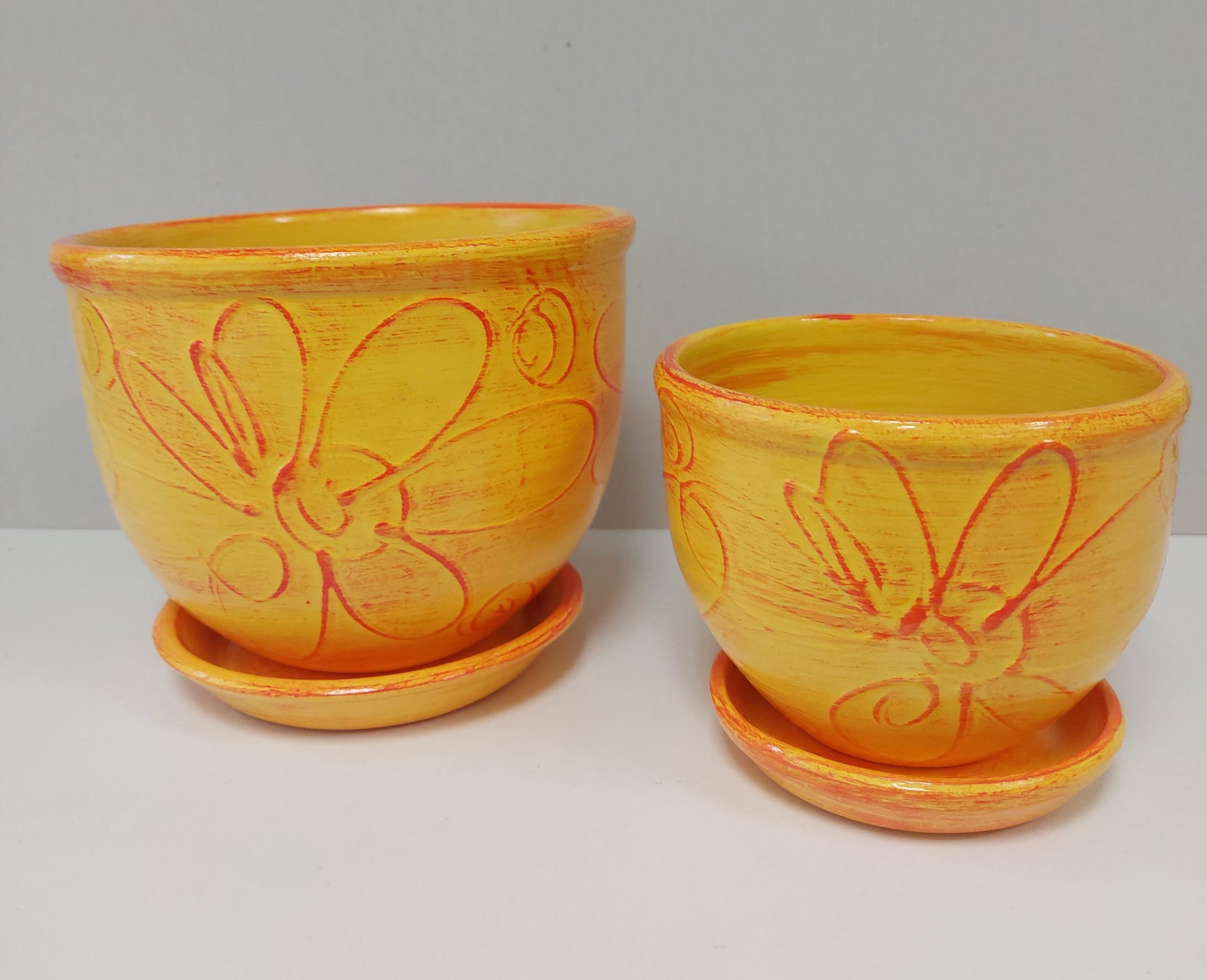 Yellow Ceramic Flower Pot Indoor Ceramic Planter Pottery Decor Bright ...