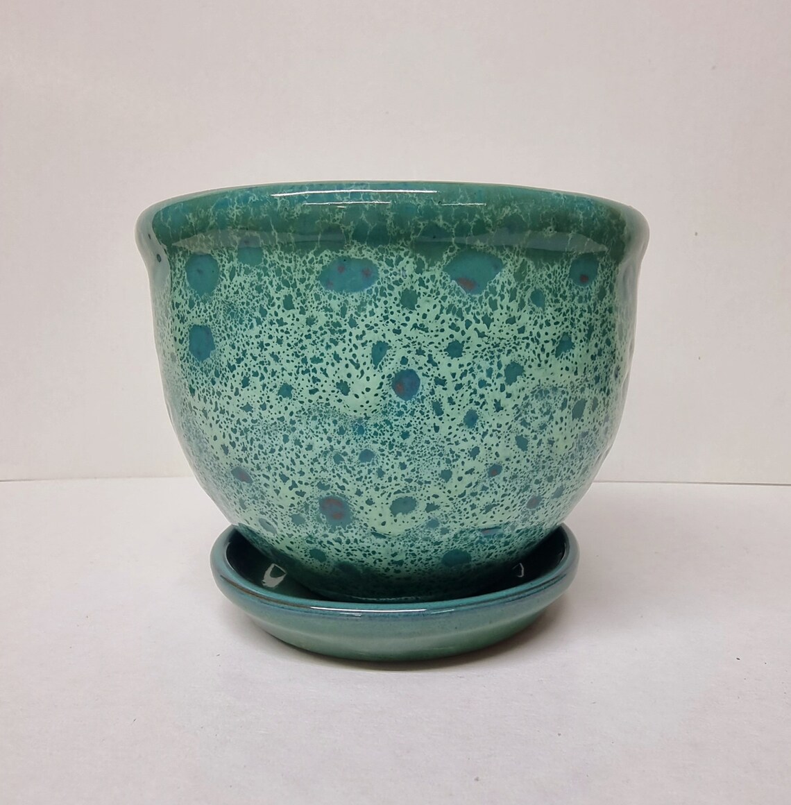 Green Glazed Ceramic Flower Pot 1pc. Hand Made Pottery Planter Pots ...