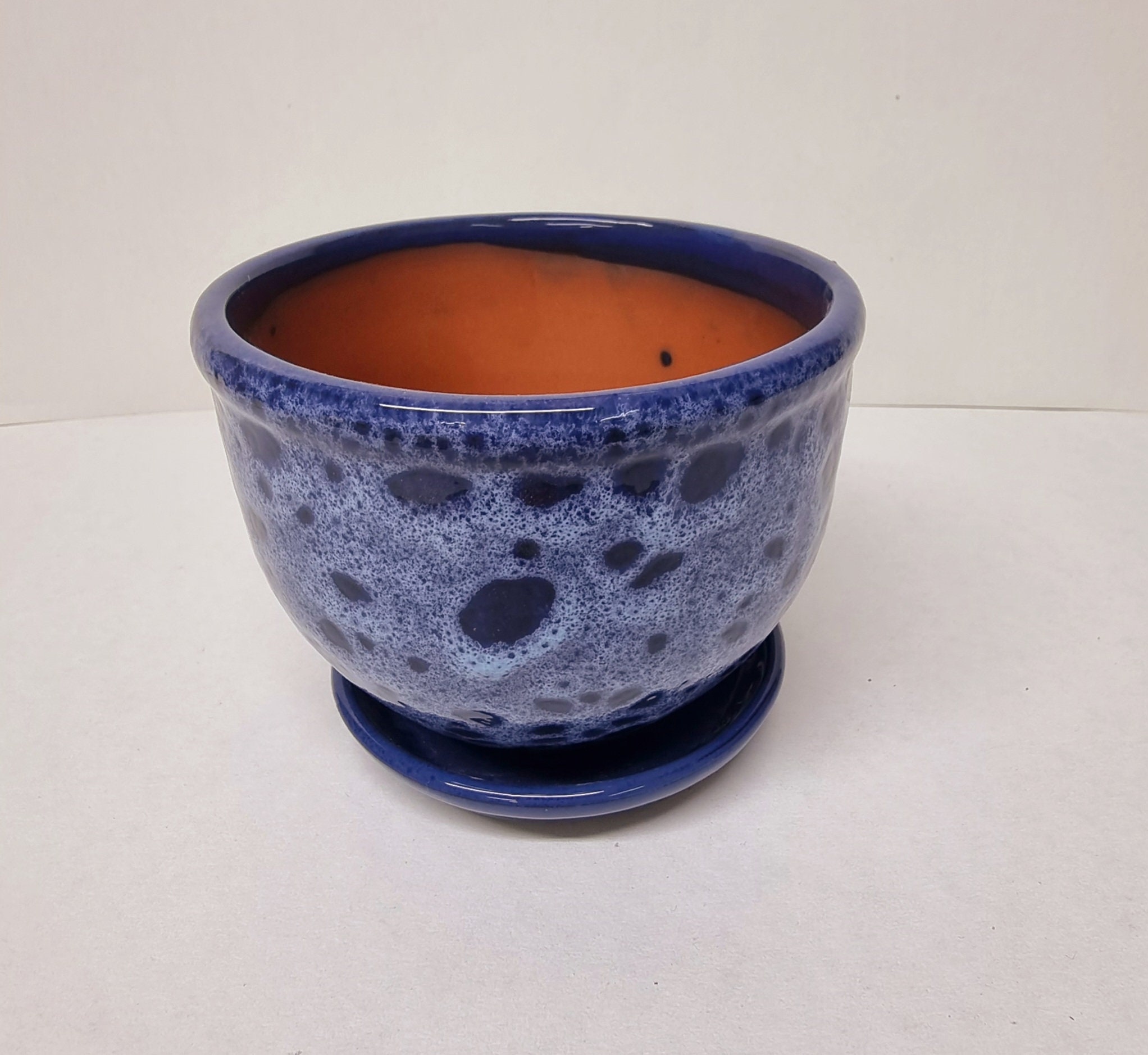 Handmade Blue Glazed Ceramic Planter Pot With Saucer - Etsy