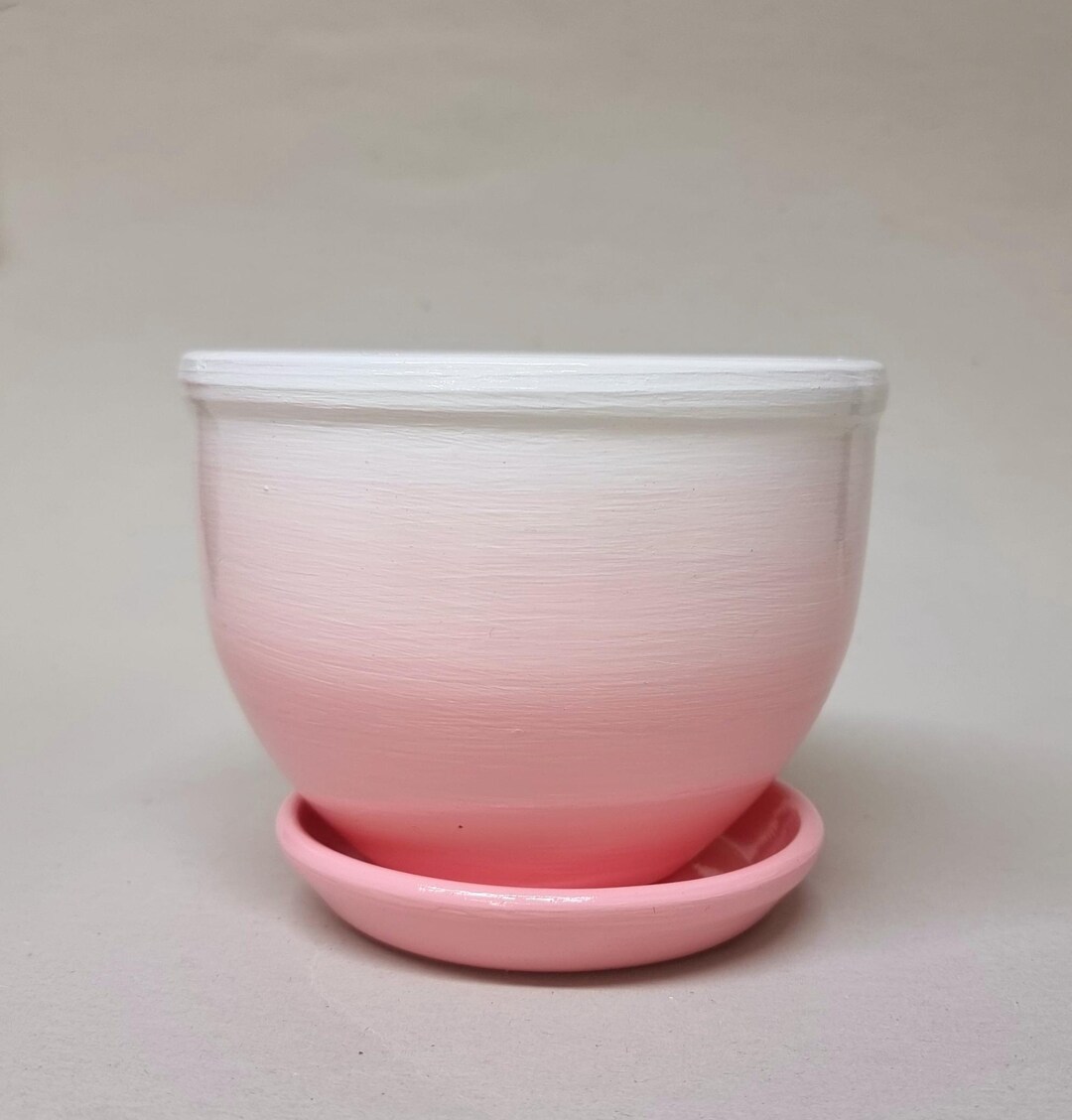 Hand-painted Ceramic Planter Pot, Pink-to-white Ombre - Etsy