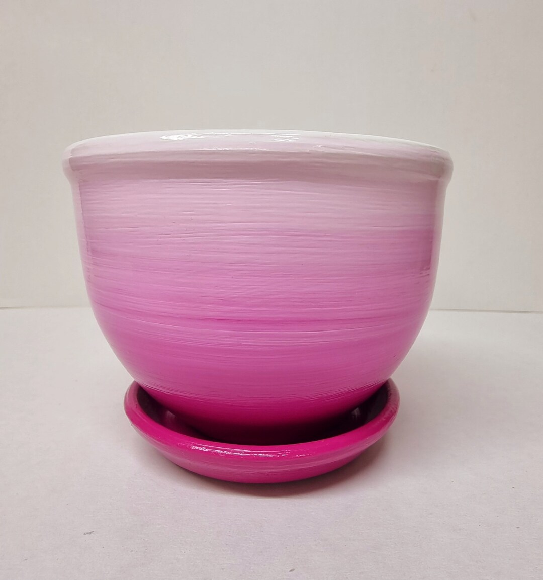 Ceramic Flower Pot Magenta 1pc.pink Hand-painted Colorful Pottery Home ...