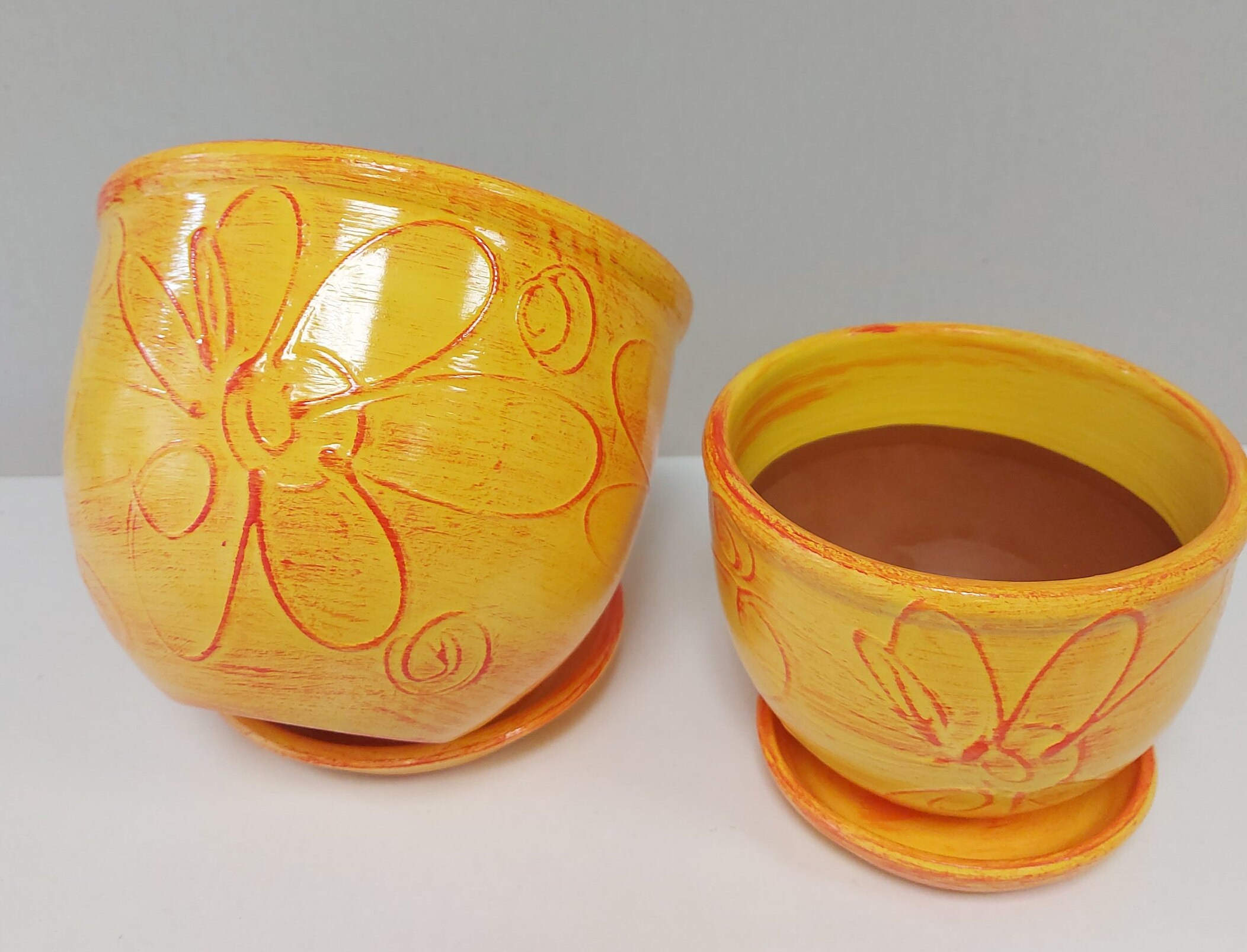 Yellow Ceramic Flower Pot Indoor Ceramic Planter Pottery Decor - Etsy
