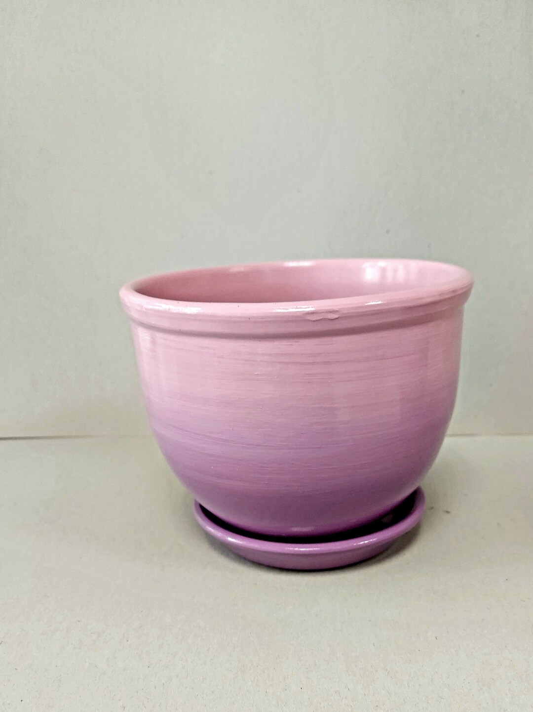 Ceramic Flower Pot 1pc. Pink-purple Hand-painted Colorful Pottery Home ...