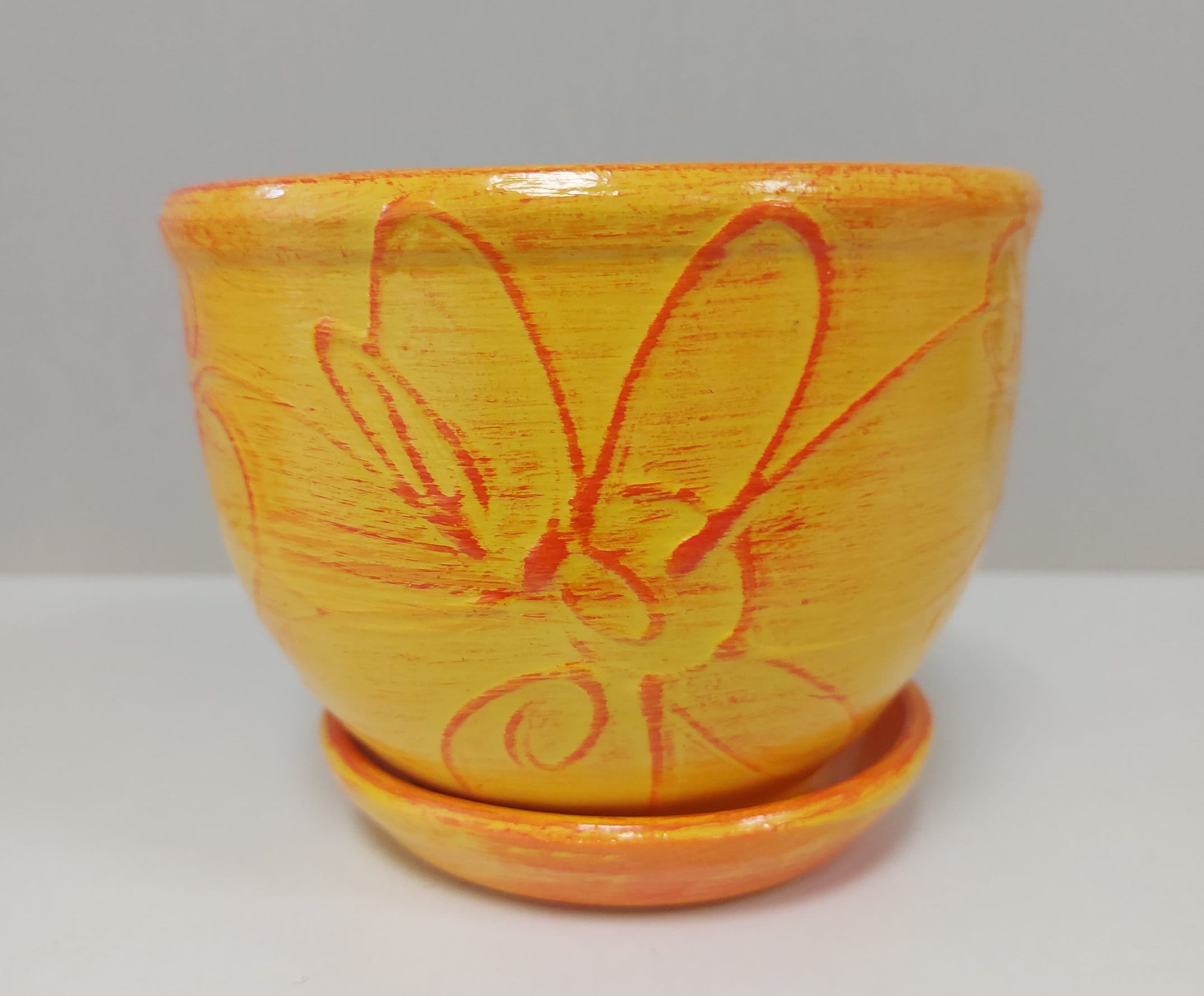 Yellow Ceramic Flower Pot Indoor Ceramic Planter Pottery Decor Bright ...