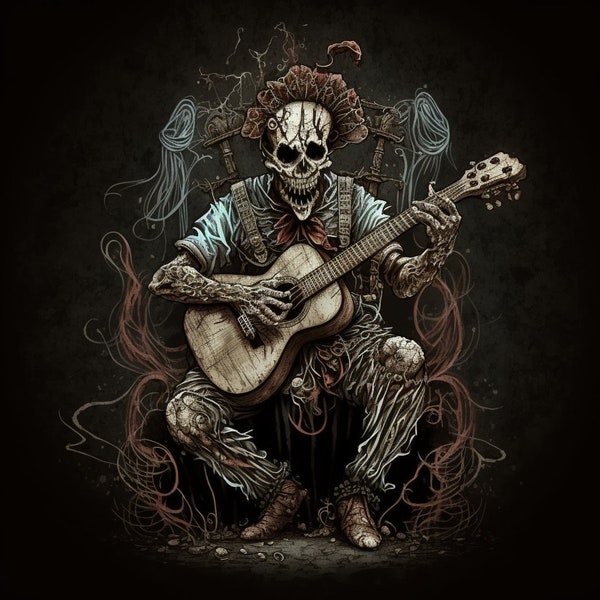 Skeleton With Guitar - Etsy