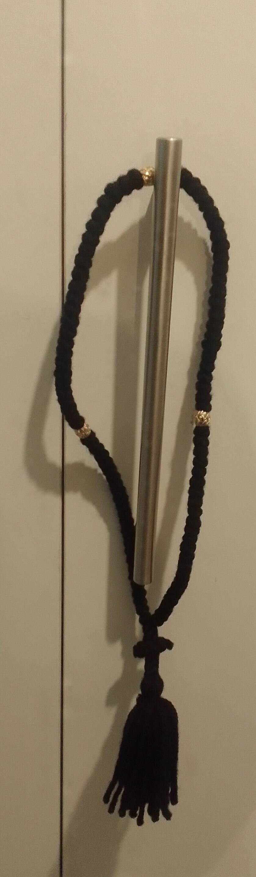 Black Wool 100 Knot Prayer Rope With Golden Metal, Handmade on Mt Athos ...