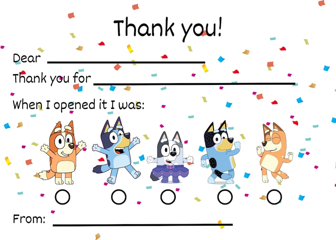 Bluey Thank You Postcard - Etsy