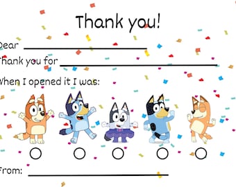 BLUEY THANK YOU Card Bluey Birthday Theme Party Thank You Card Bluey ...