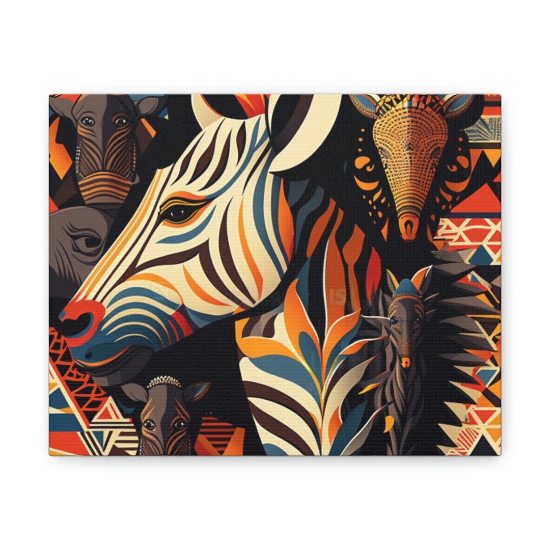 Abstract Wildlife Canvas Wrap, Geometric Animal Art - Etsy