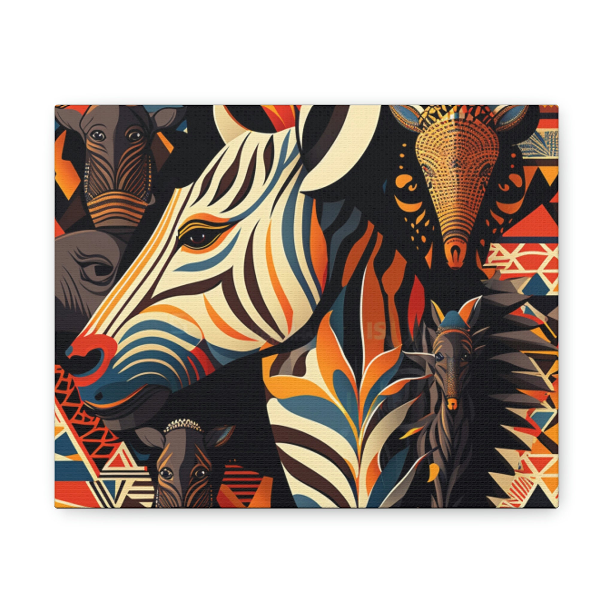 Abstract Wildlife Canvas Wrap, Geometric Animal Art - Etsy