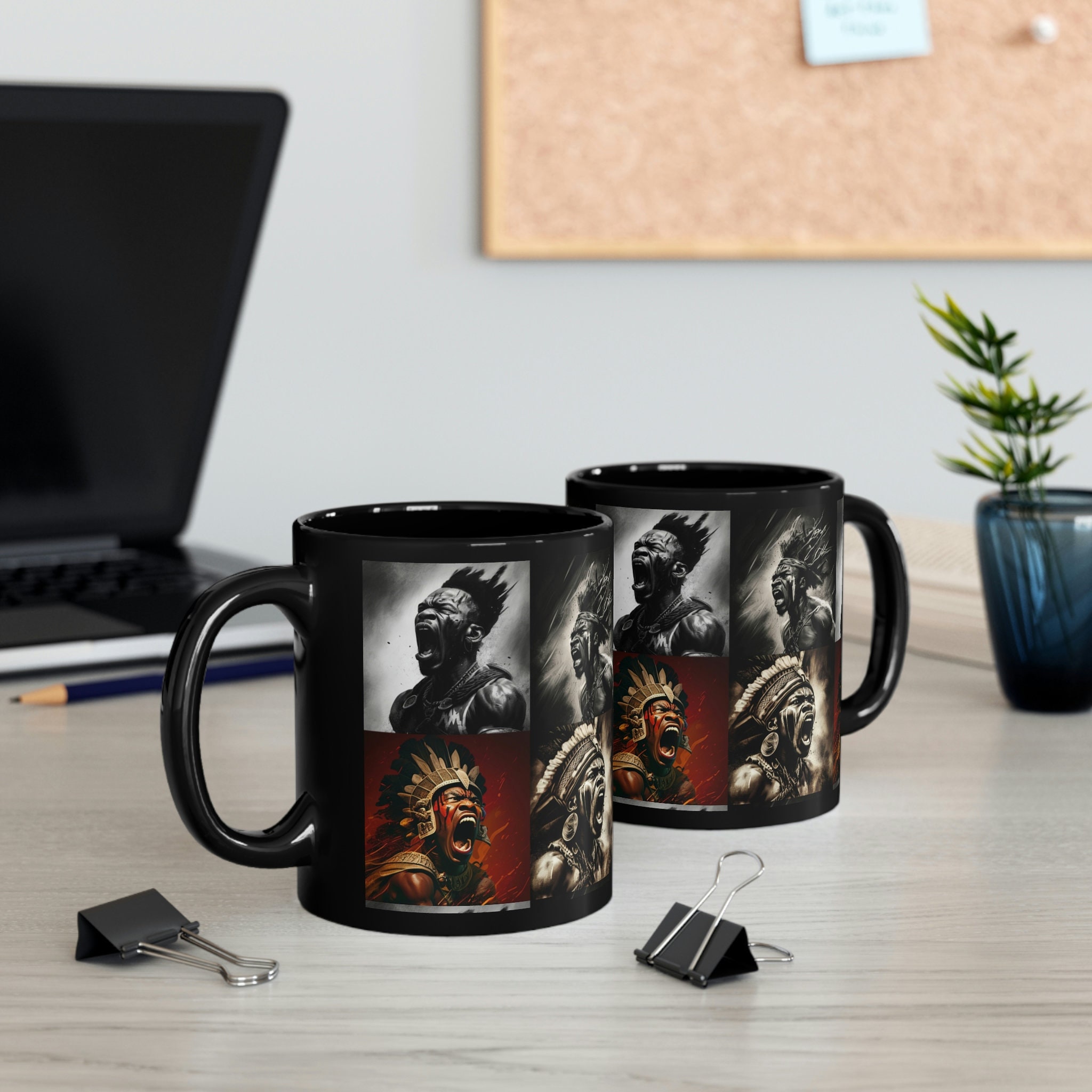Screaming Zulu Warrior Black Ceramic Mug, 11oz - Etsy
