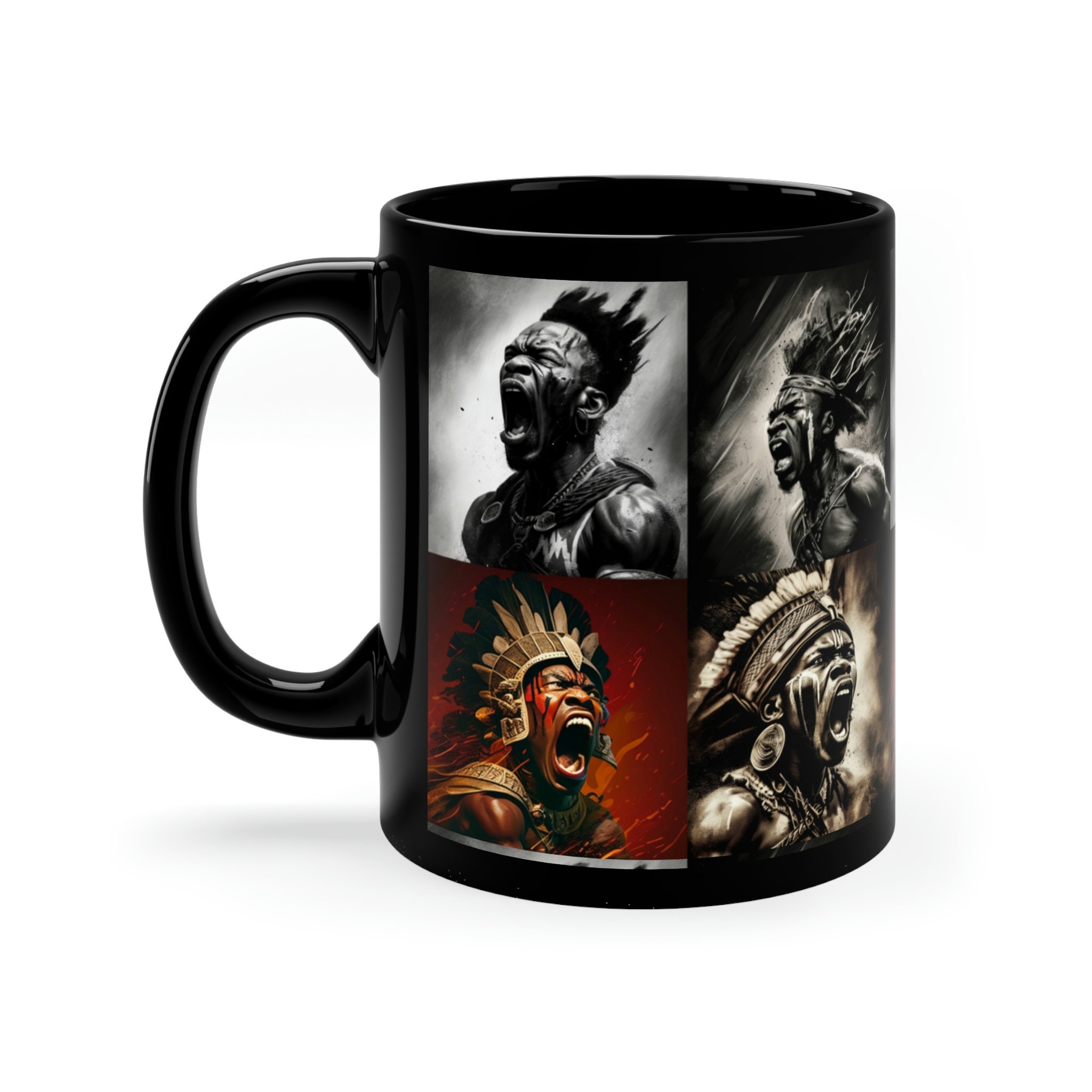 Screaming Zulu Warrior Black Ceramic Mug, 11oz - Etsy