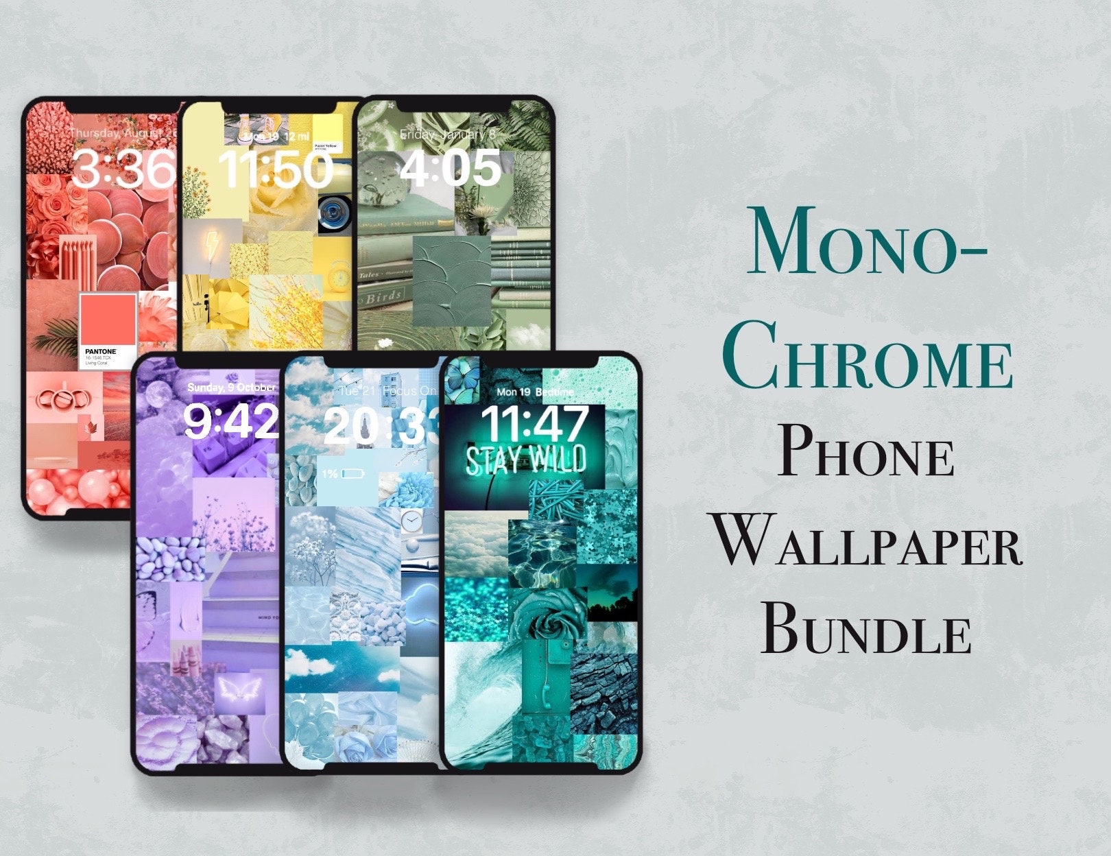 Monochromatic Phone Wallpaper Bundle - Etsy