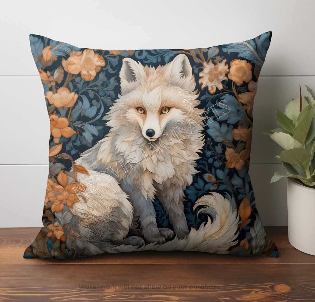 Beautiful Arctic Fox Decor Pillow William Morris Unique Pillow Cover ...